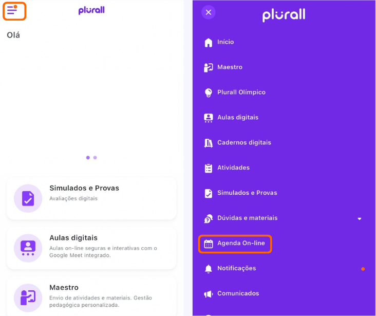 Como navegar na Agenda Online no aplicativo Plurall – Central de ajuda do Plurall
